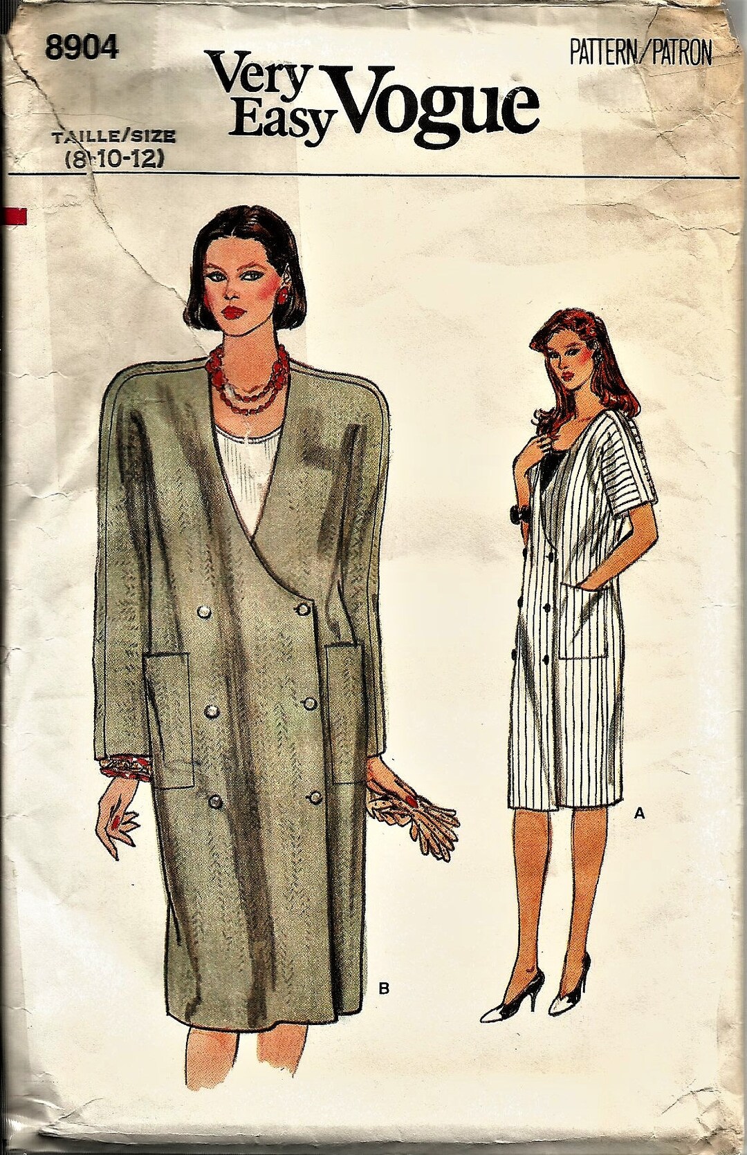 Vogue 8904, Vintage 1984 Sewing Pattern, Woman's Loose Fit Double ...