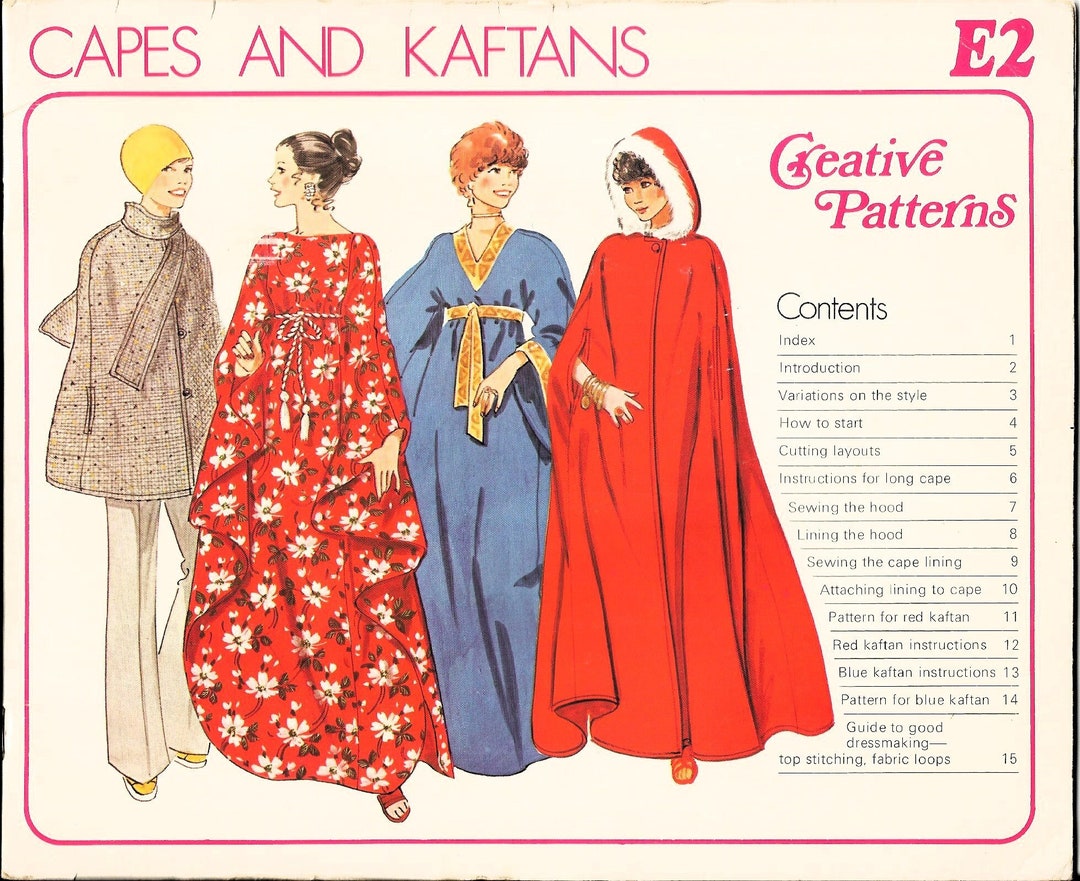 Creative Patterns Capes and Kaftans, Vintage 1977 Sewing Pattern, Cape ...