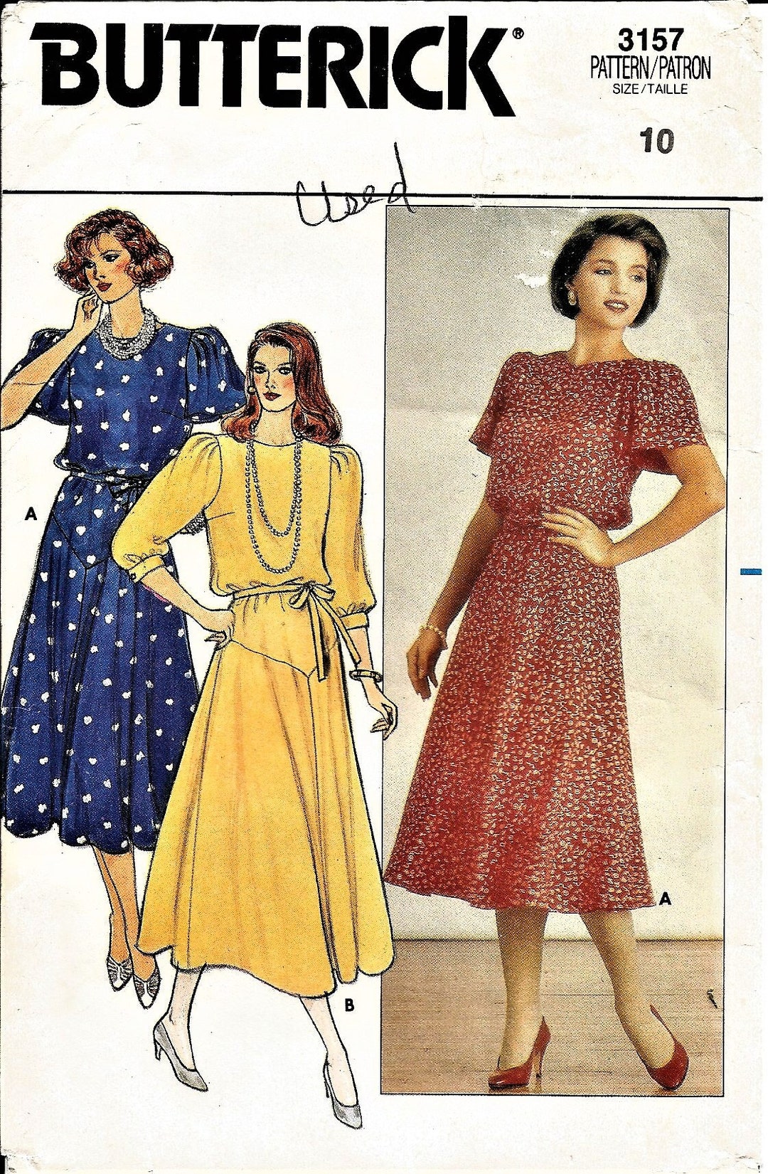 Butterick 3157, Vintage 1985 Sewing Pattern, Woman's Dress, Round Neck ...