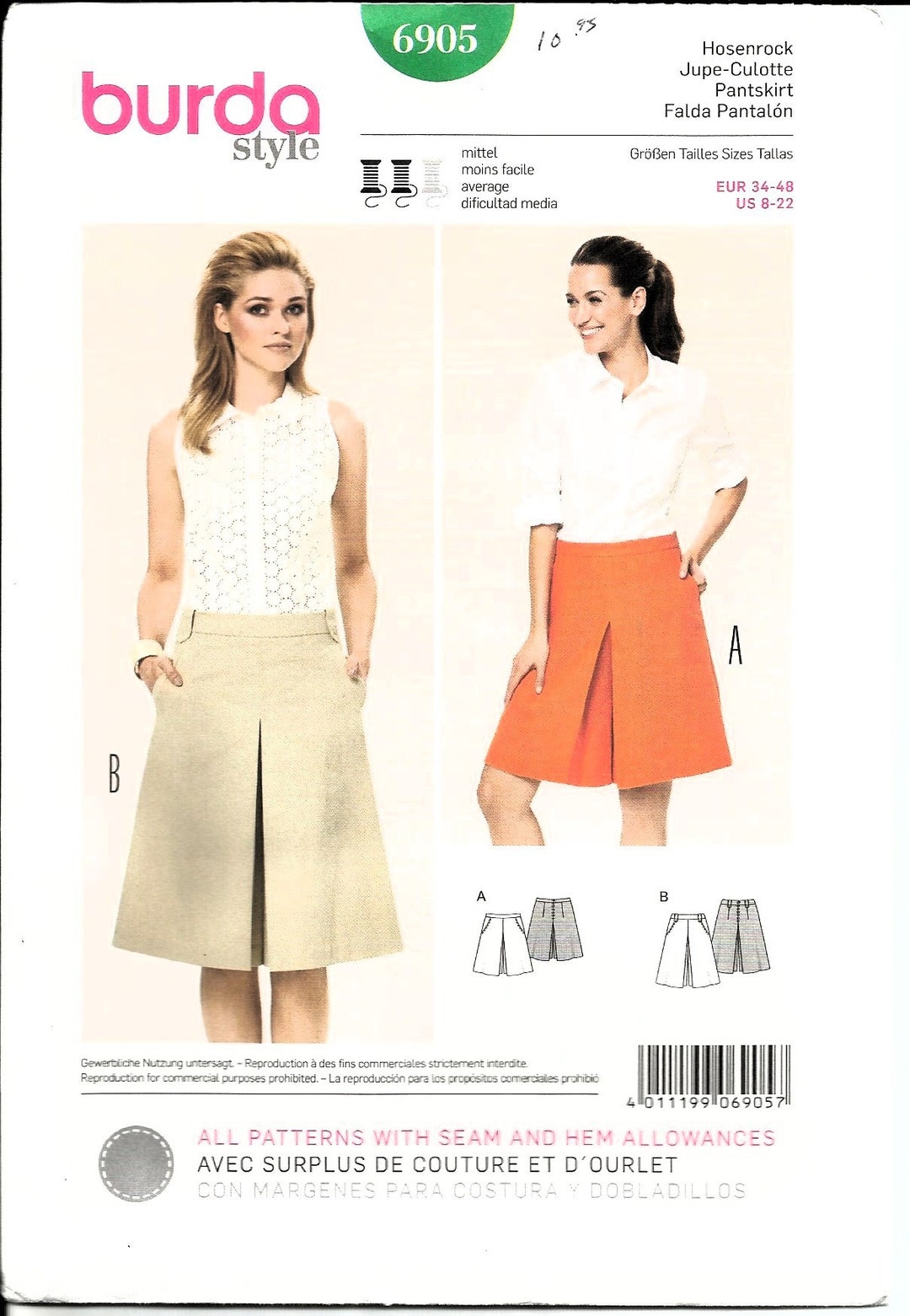 Burda 6905, Vintage 2000s Sewing Pattern, Misses/womens Culottes ...