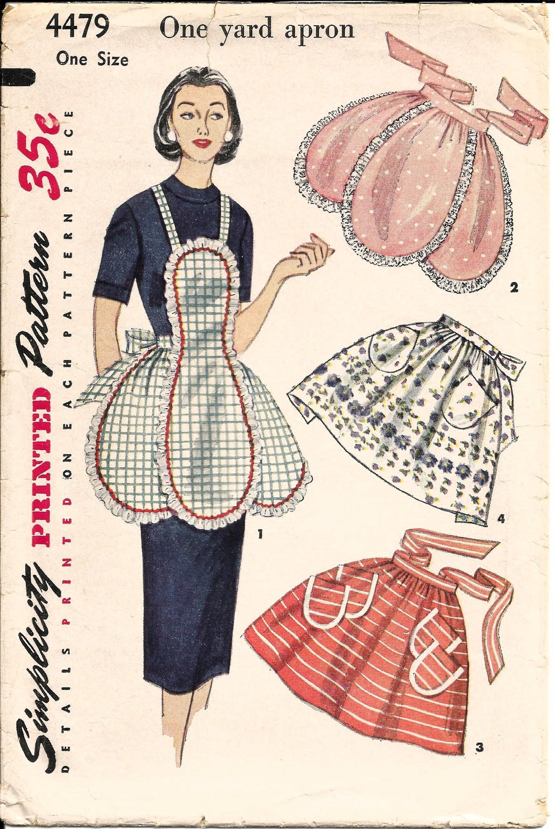 Simplicity 4479, Vintage 1953 Sewing Pattern, Half or 3/4 Apron With ...