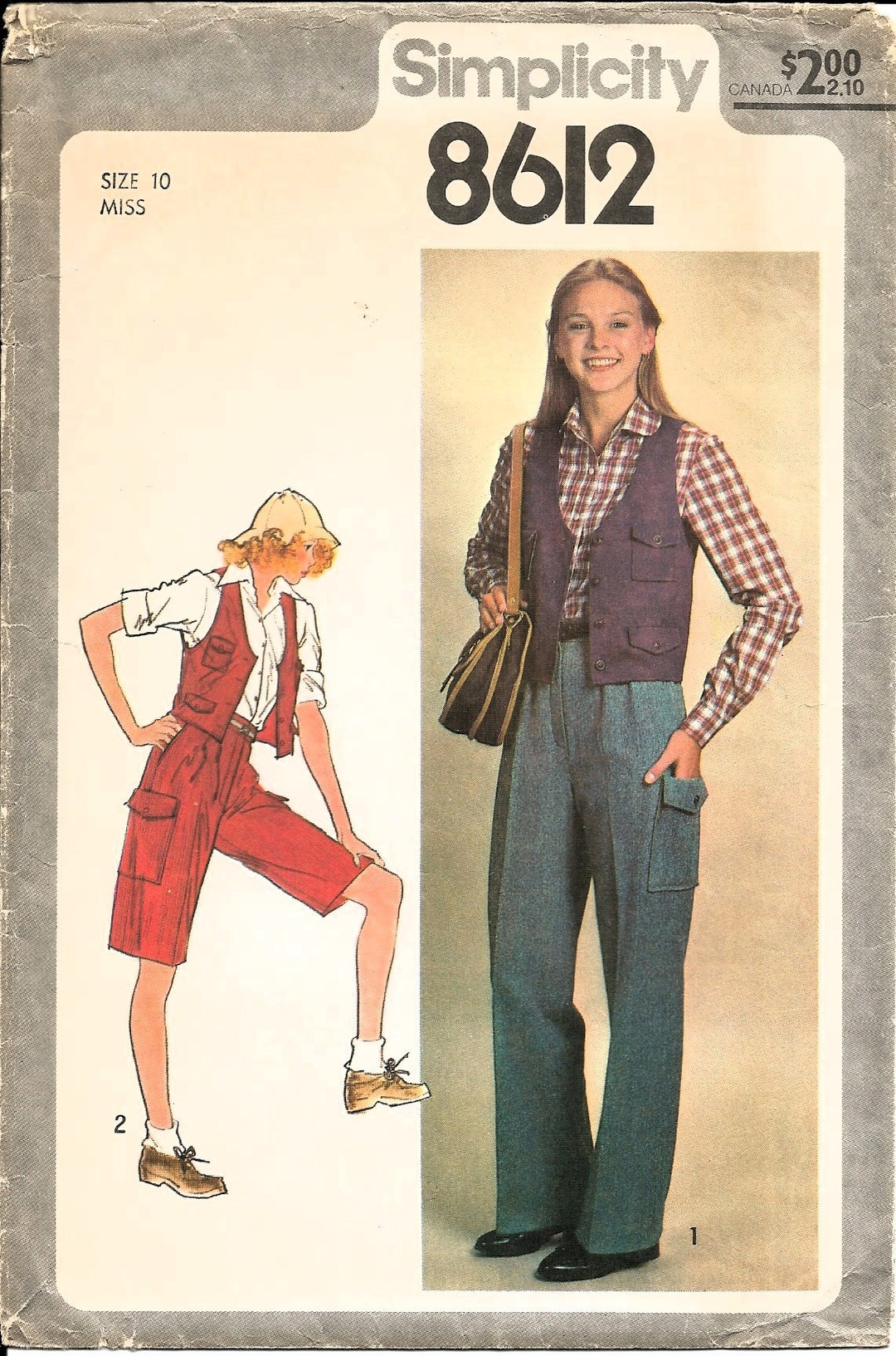 Simplicity 8612, Vintage 1977 Sewing Pattern, Misses Cargo Style Pants ...