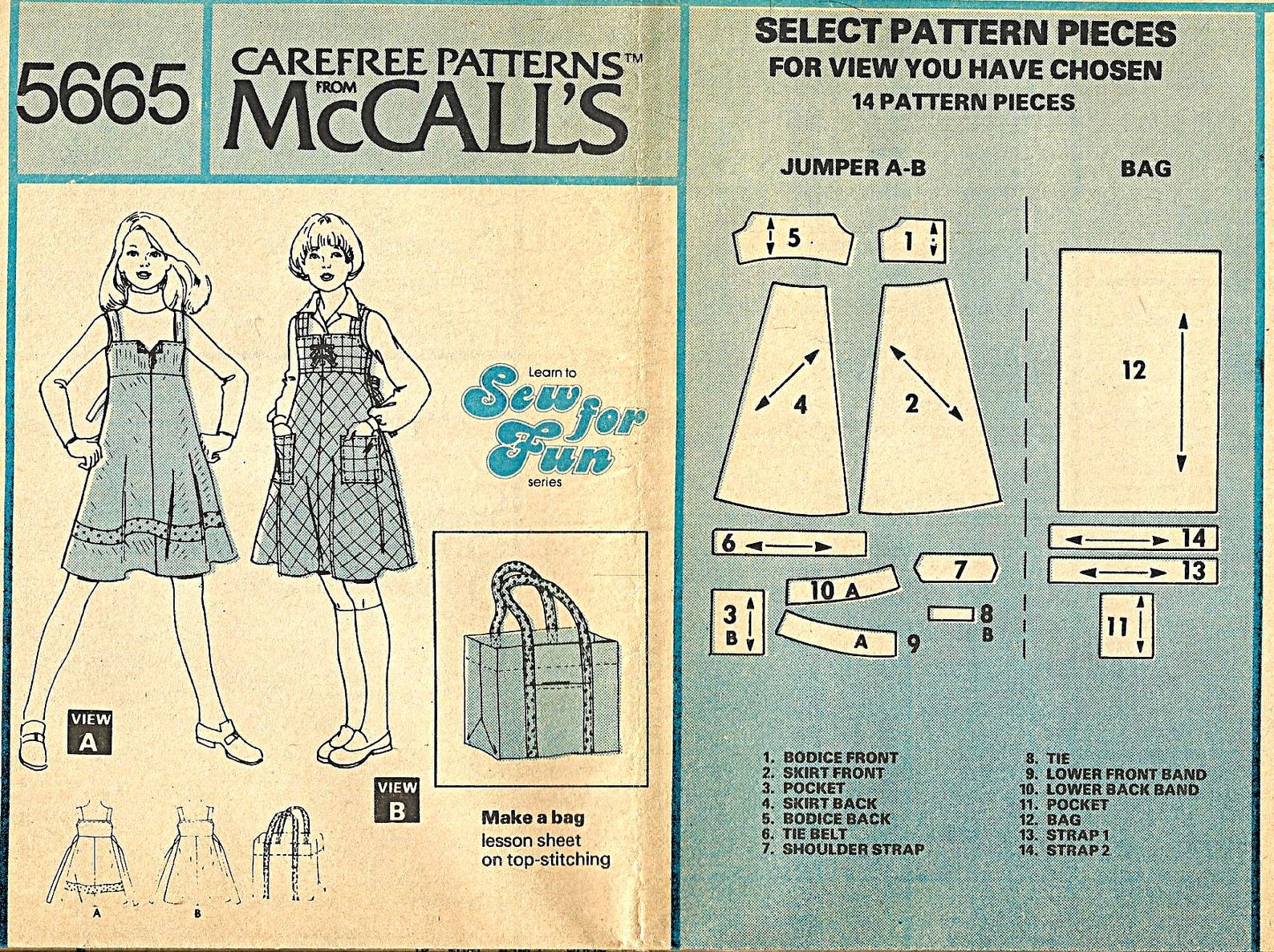 Mccall's 5665, 70s Sewing Pattern, Girls Jumper, "learn to Sew for Fun ...