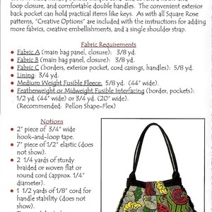 Square Rose Updown Bag Sewing Pattern, Adjustable Tote Shopper Purse ...