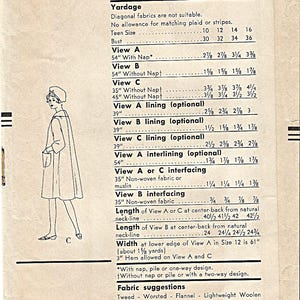 Vogue 1627, Vintage 1958 Sewing Pattern, Misses or Teen Coat or Jacket ...