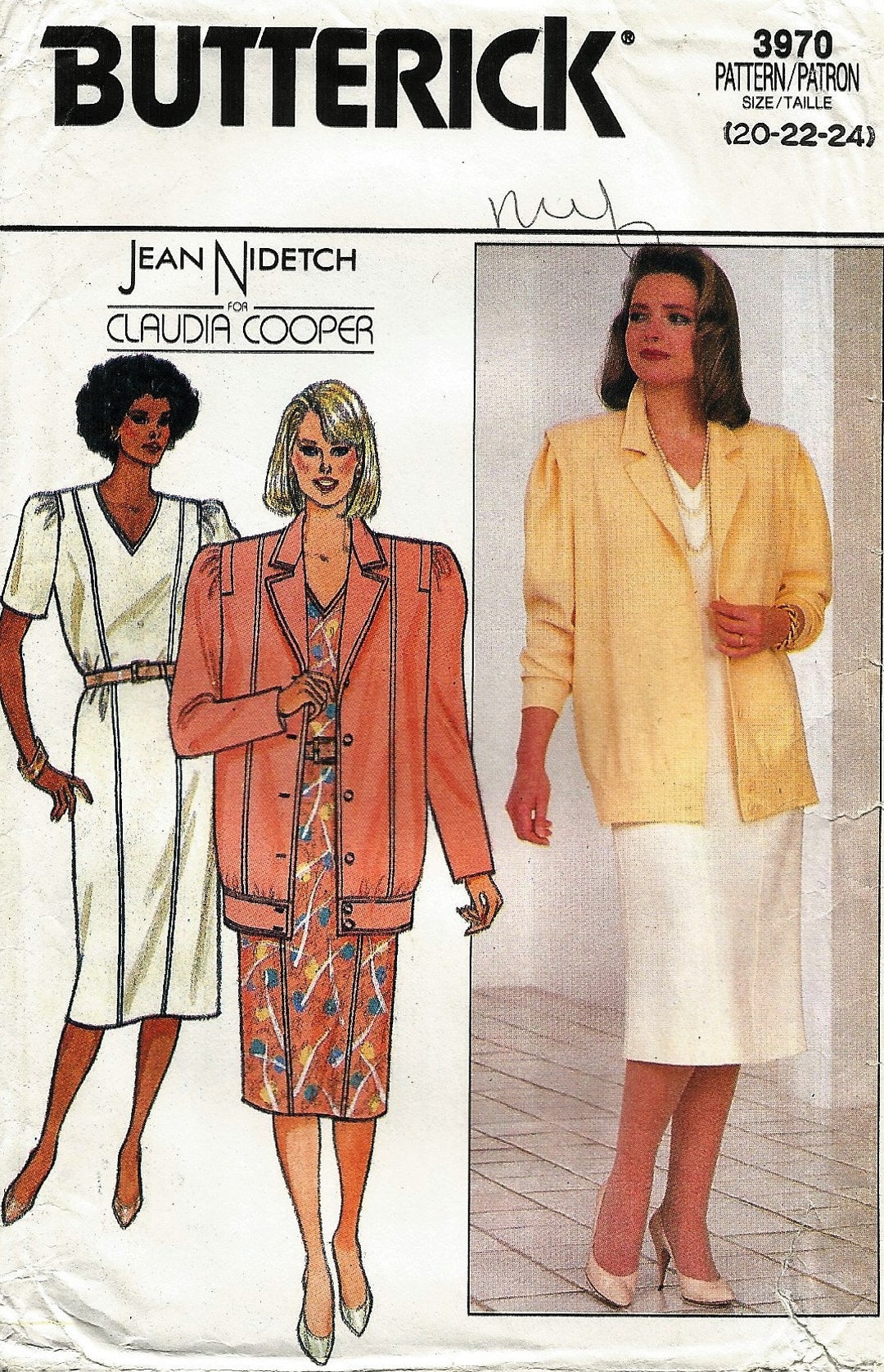 Butterick 3970, Vintage 1986 Sewing Pattern, Misses Dropped Waist ...