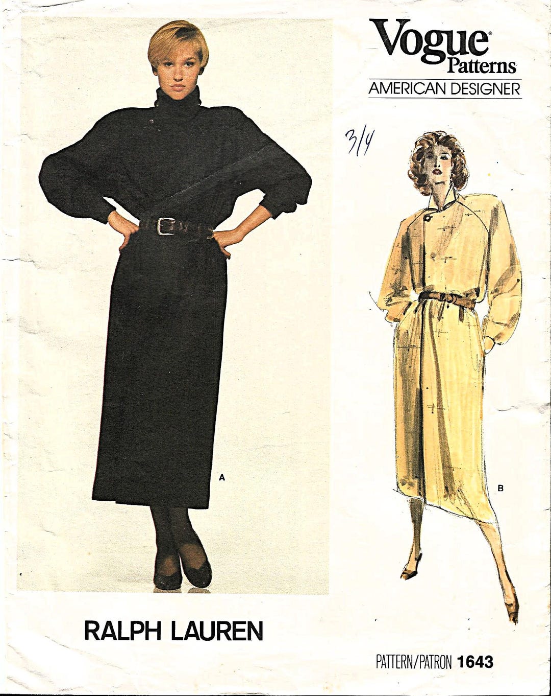 Vogue 1643, Vintage 1985 Sewing Pattern, Misses Loose Fitting Wrap ...