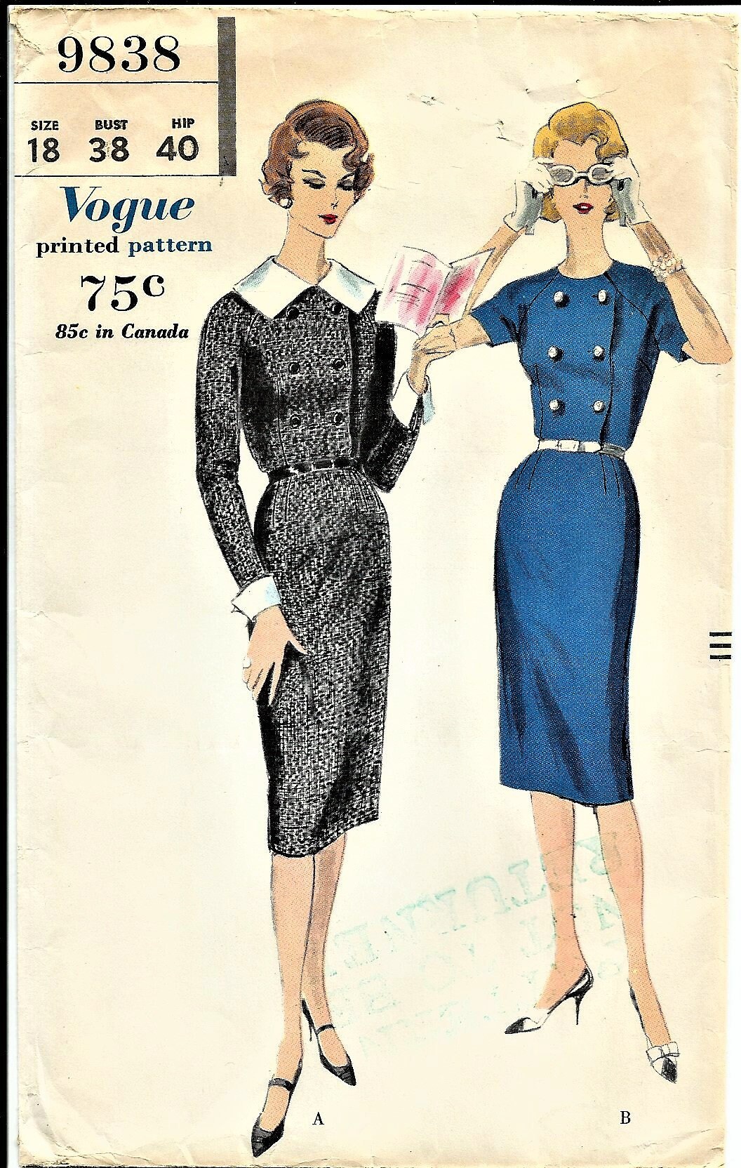 Vogue 9838 Vintage 1959 Sewing Pattern Womans Wiggle Dress - Etsy
