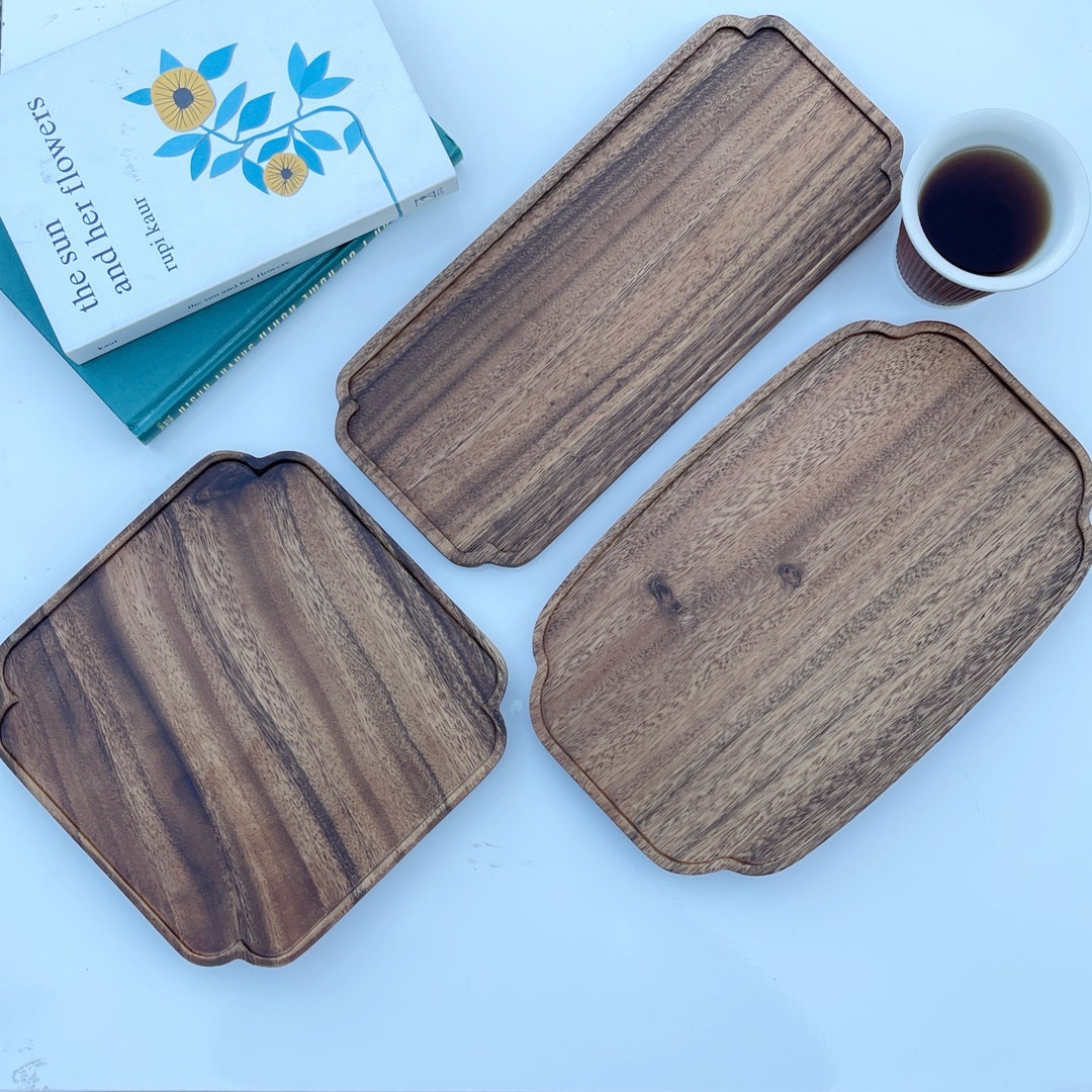 Wooden Tea Tray Wooden Serving Plates Dessert Tray - Etsy