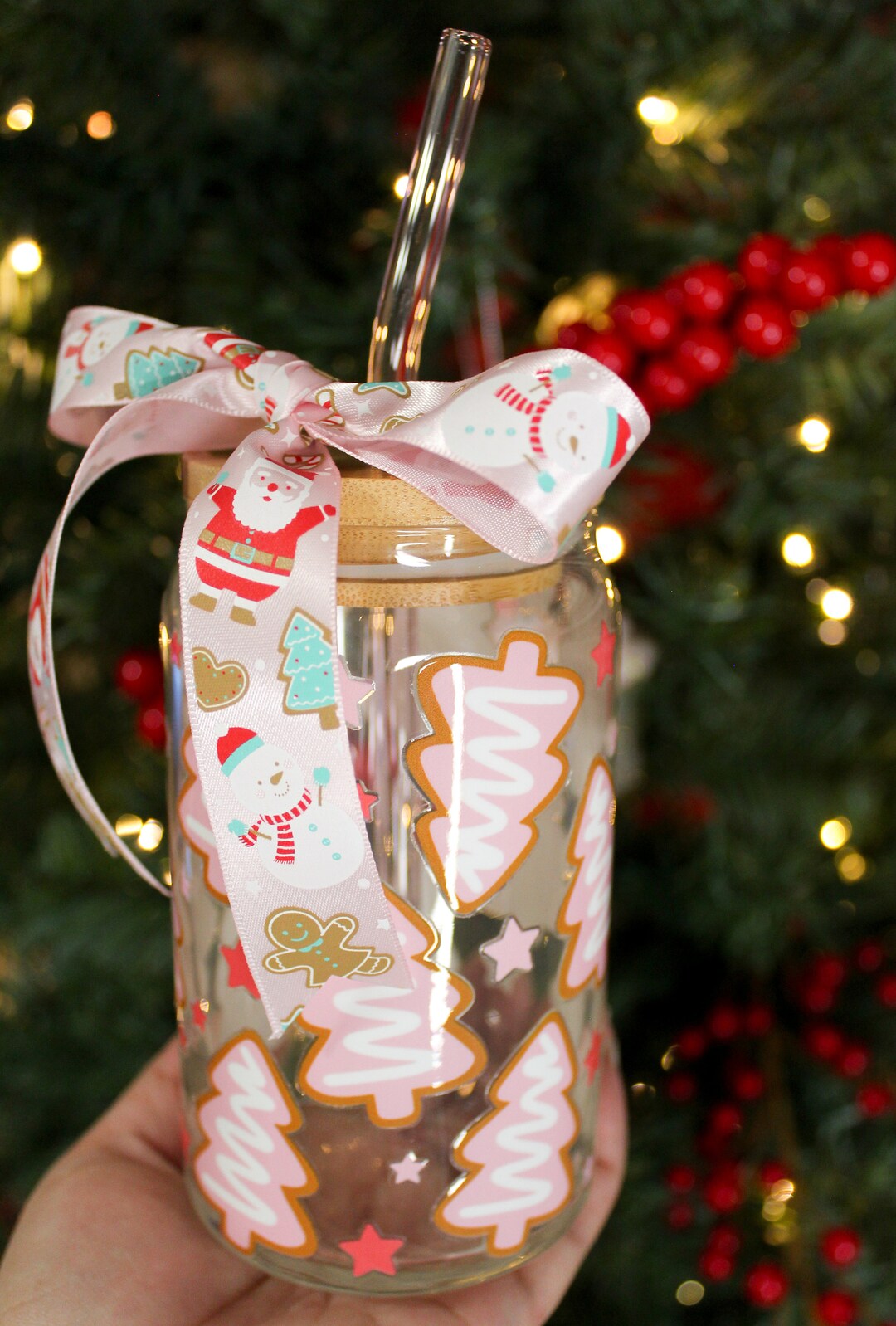 Personalized Christmas Glass Cup Winter Glass Cup Iced - Etsy