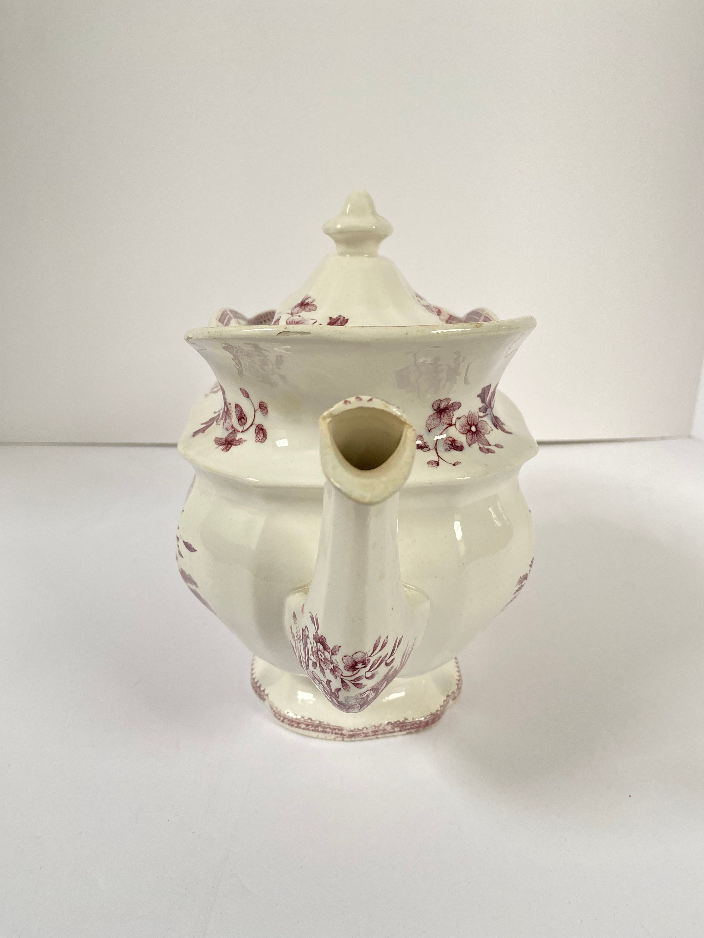 Antique Staffordshire Red Transferware Teapot & Lid - Etsy