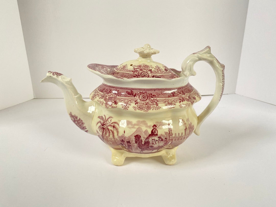 Antique Adams Staffordshire Red Transferware Teapot & Lid - Etsy