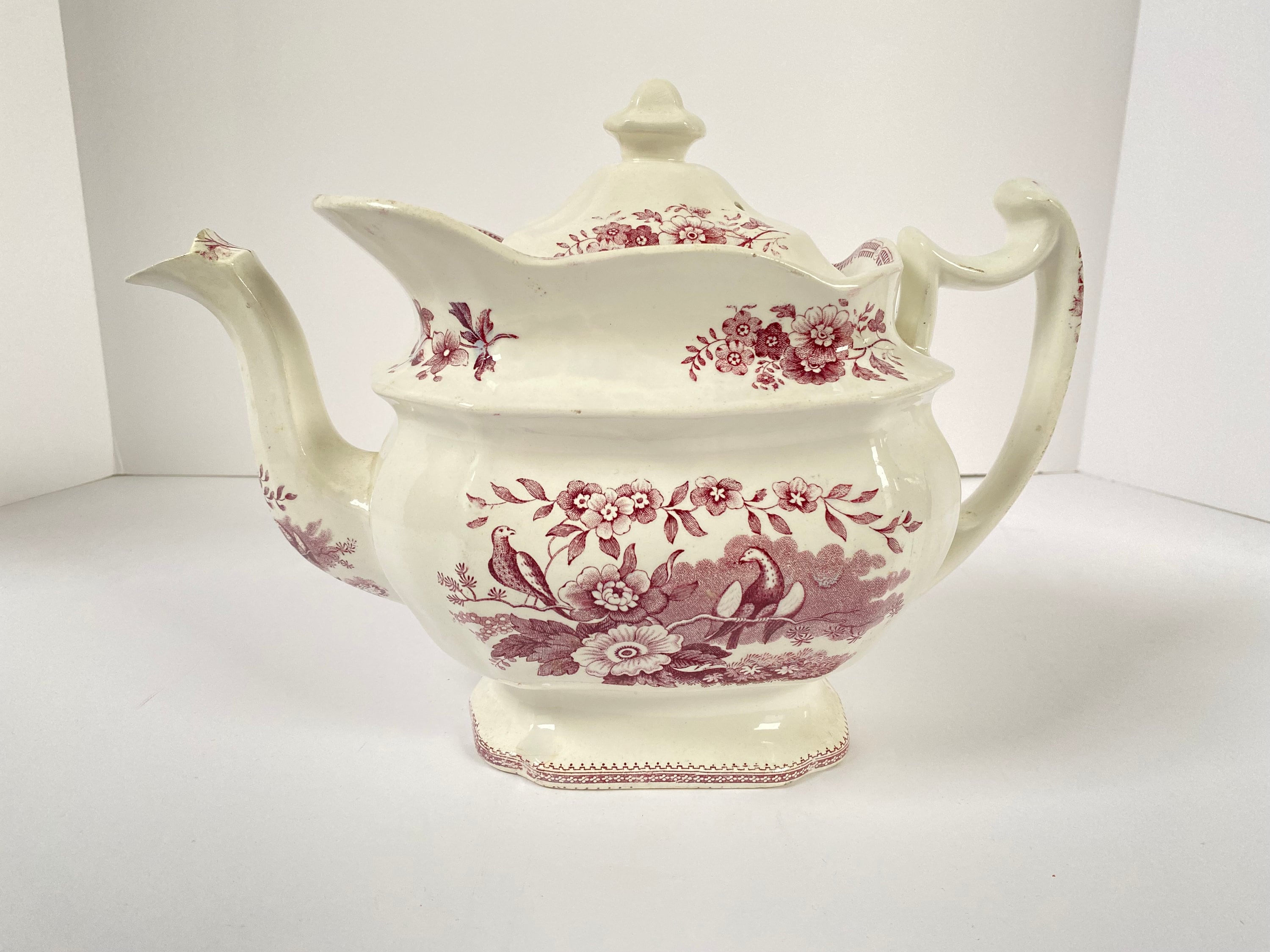 Antique Staffordshire Red Transferware Teapot & Lid - Etsy
