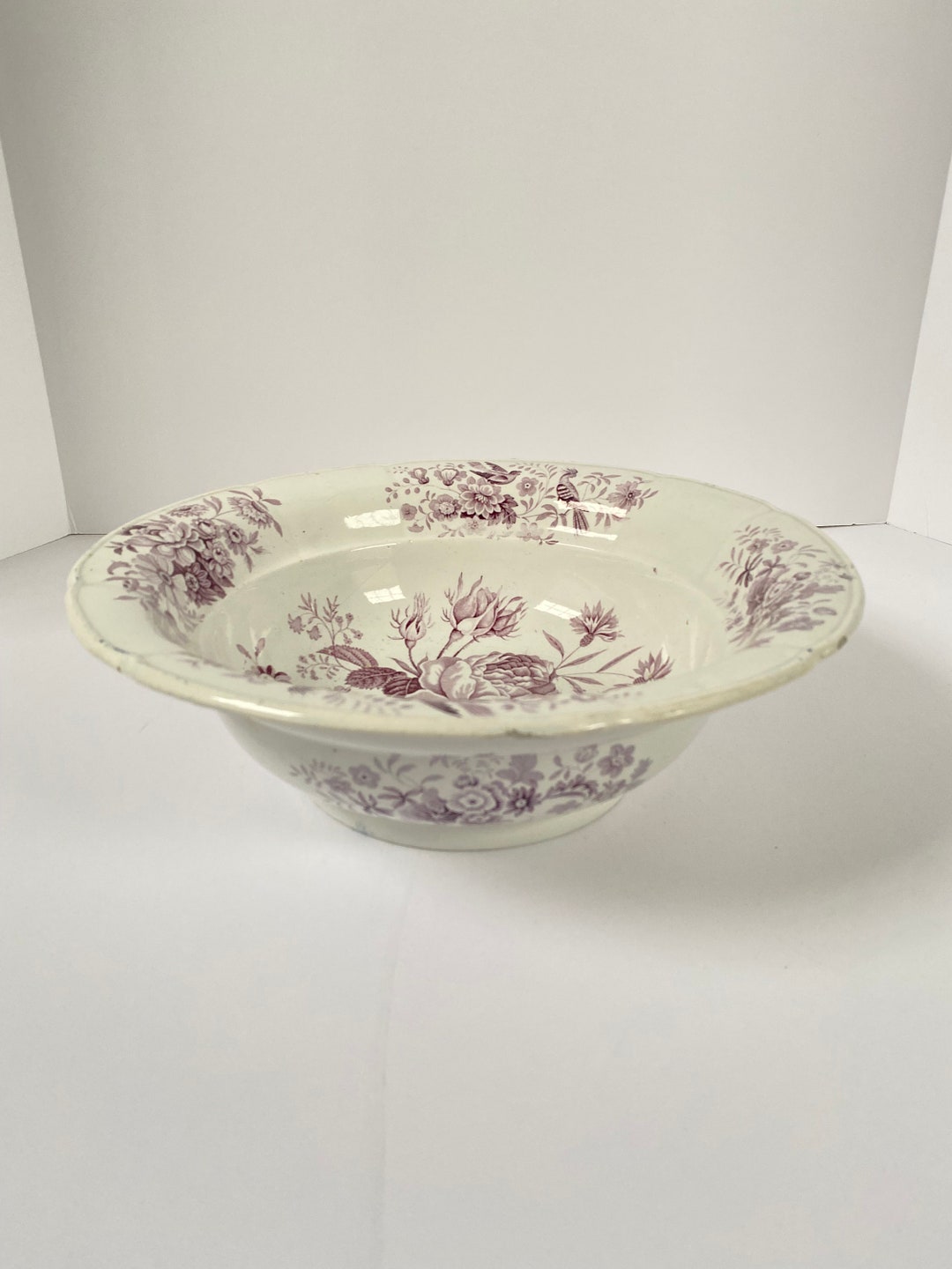 Antique Transferware Bowl "french Groups", Purple - Etsy
