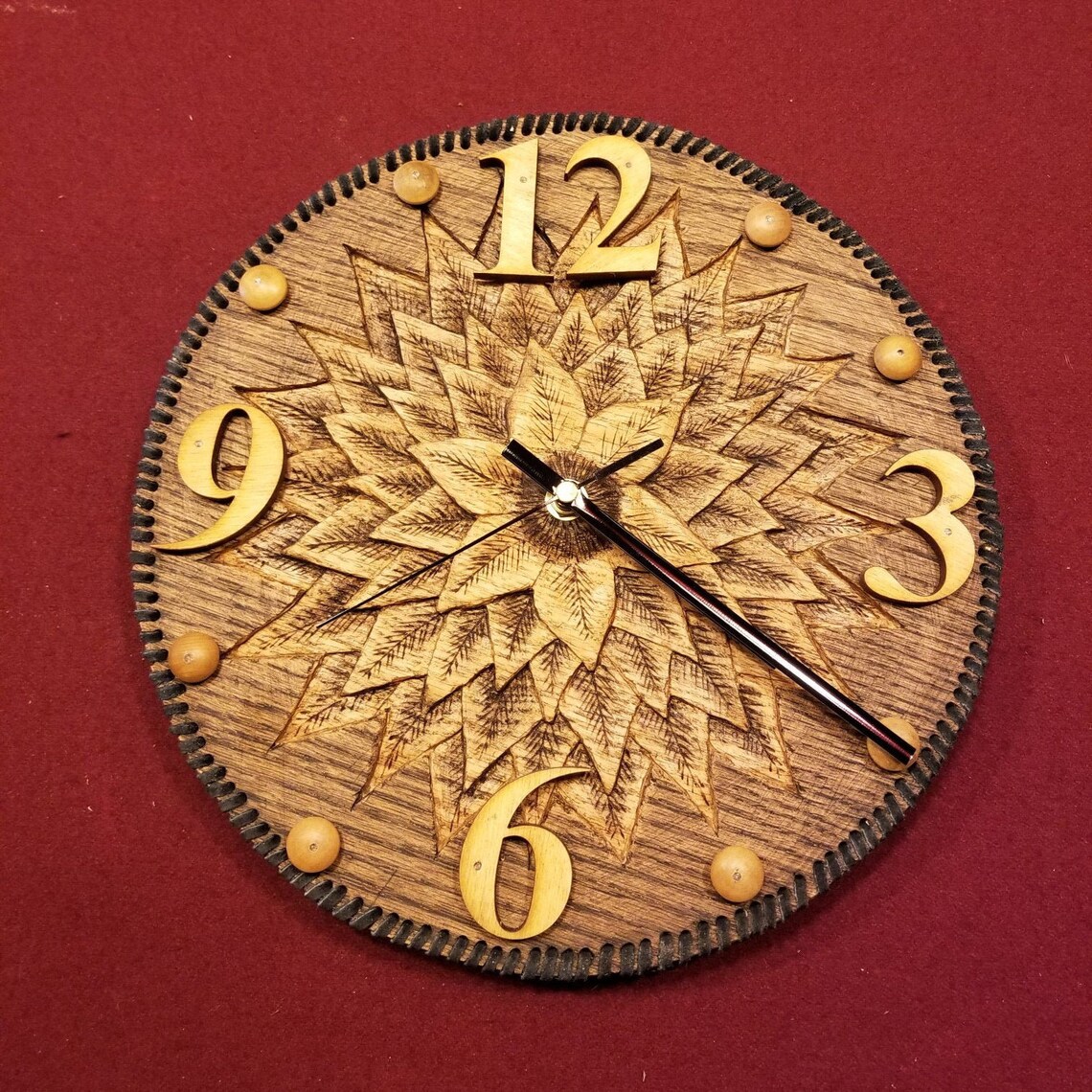 12 Wall Clock Hand Carved From Natural Hardwoods | Etsy