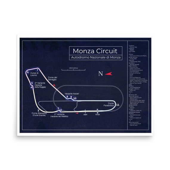 Poster Monza Circuit Formula One Fans Blueprint Art Print | Etsy