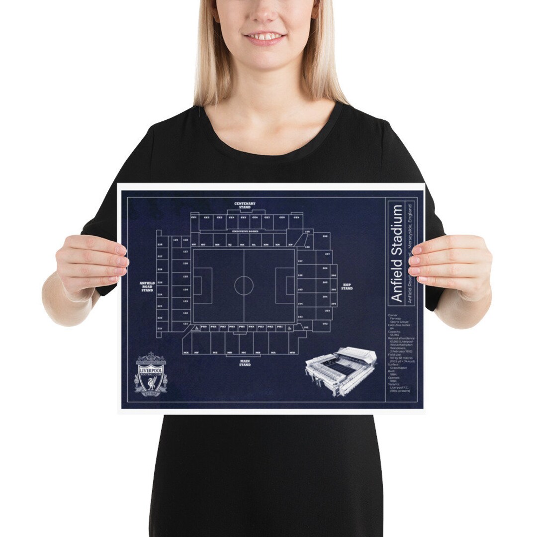 Poster Anfield Stadium - Liverpool - England - Football - Blueprint Art ...