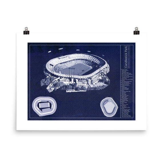 Poster Candlestick Park Blueprint Art Print Blue - Etsy