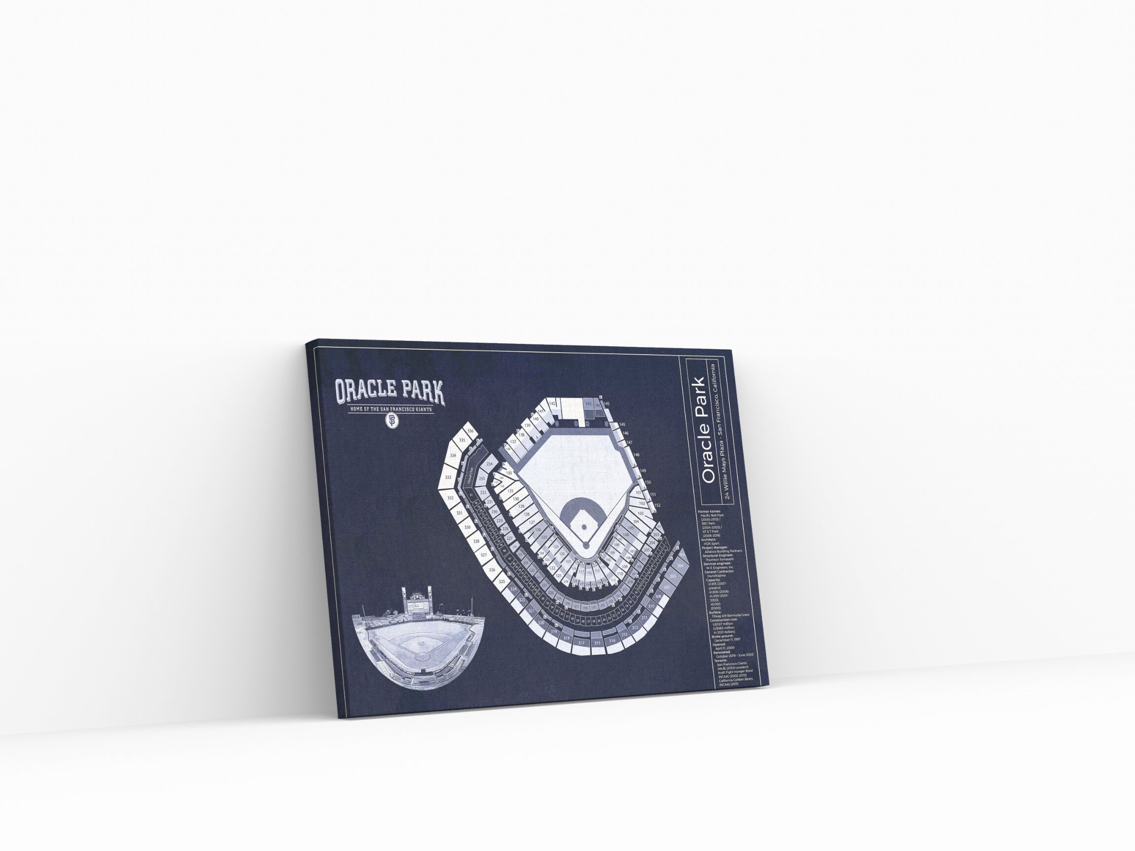 Poster Oracle Park San Francisco Giants Blueprint Art Print Navy ...
