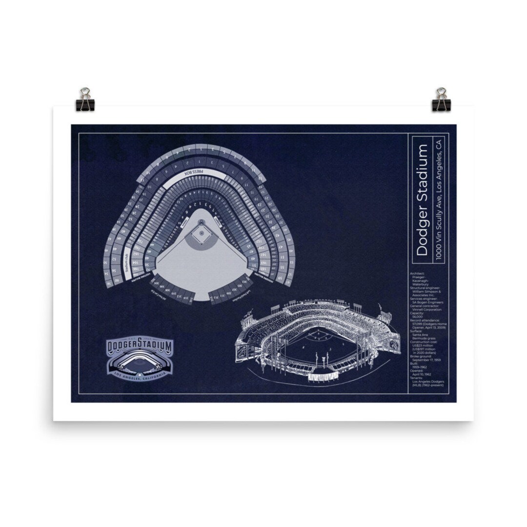Poster Dodger Stadium - Los Angeles Dodgers Fans - Baseball - Blueprint ...