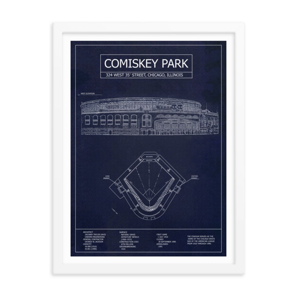Poster Old Comiskey Park Blueprint Art Print White Sox Park - Etsy