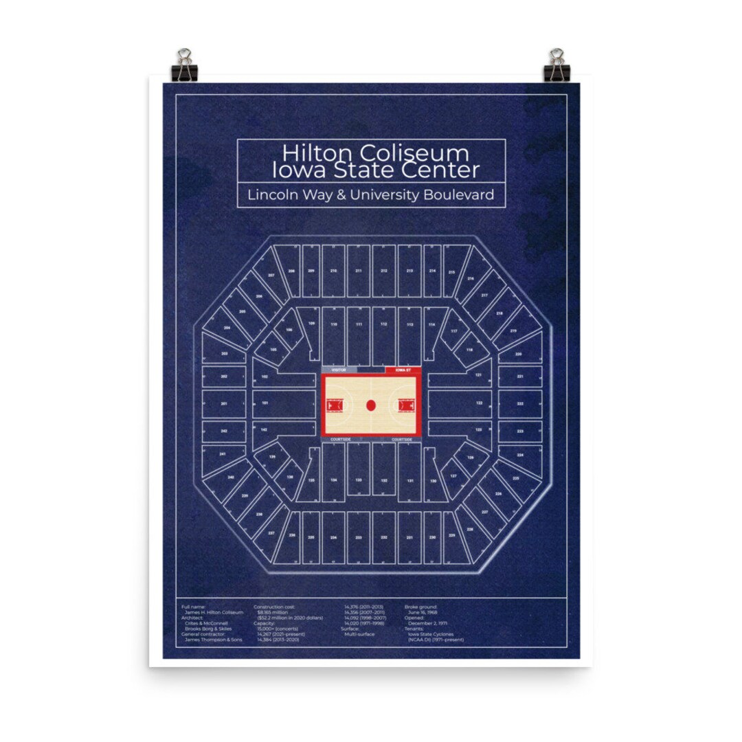 Poster Hilton Coliseum Blueprint Vertical Vintage Wall - Etsy Canada