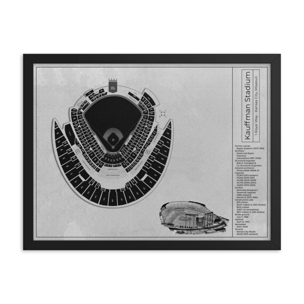 Poster Kauffman Stadium Blueprint Art Print White Vintage - Etsy