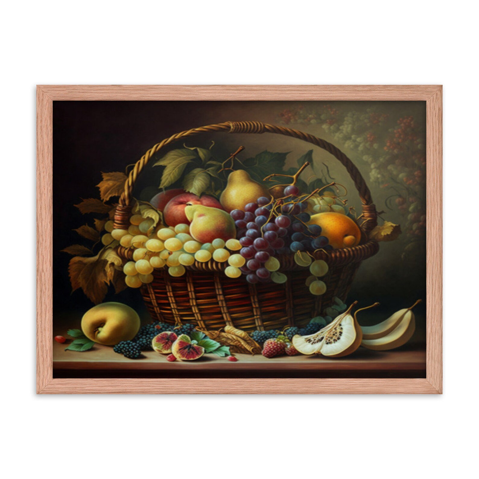 Antique Botanical Print, Vintage, Fruit Basket, Oil Painting, Farm ...