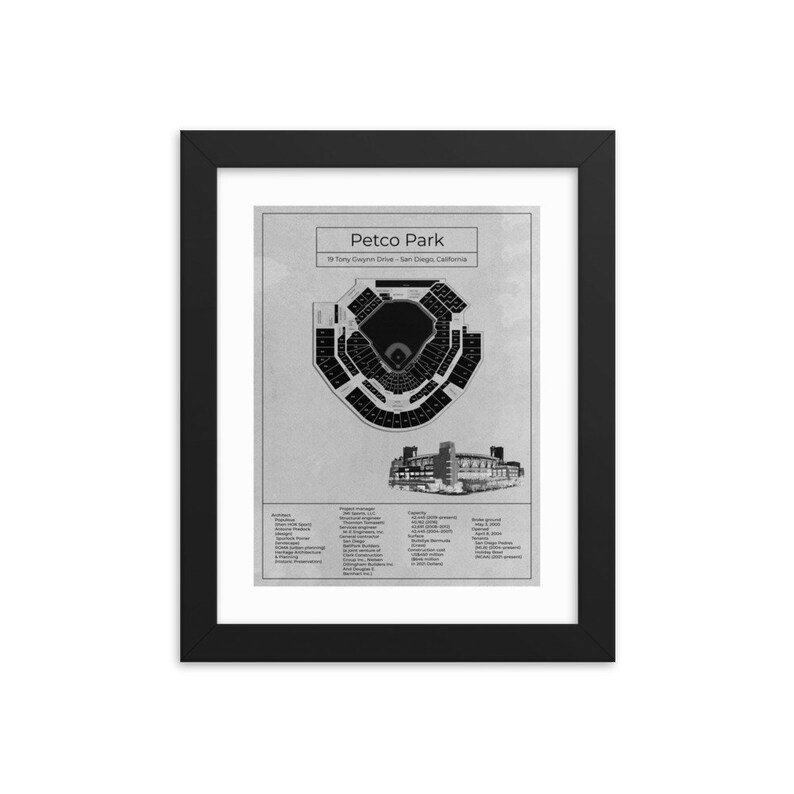 Poster Petco Park, Blueprint Art Print Vertical, White, Vintage Wall ...