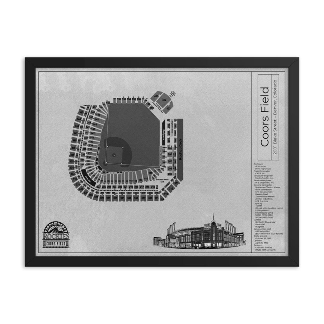 Coors Field Stadium - Baseball Fans - Blueprint Art Print White ...