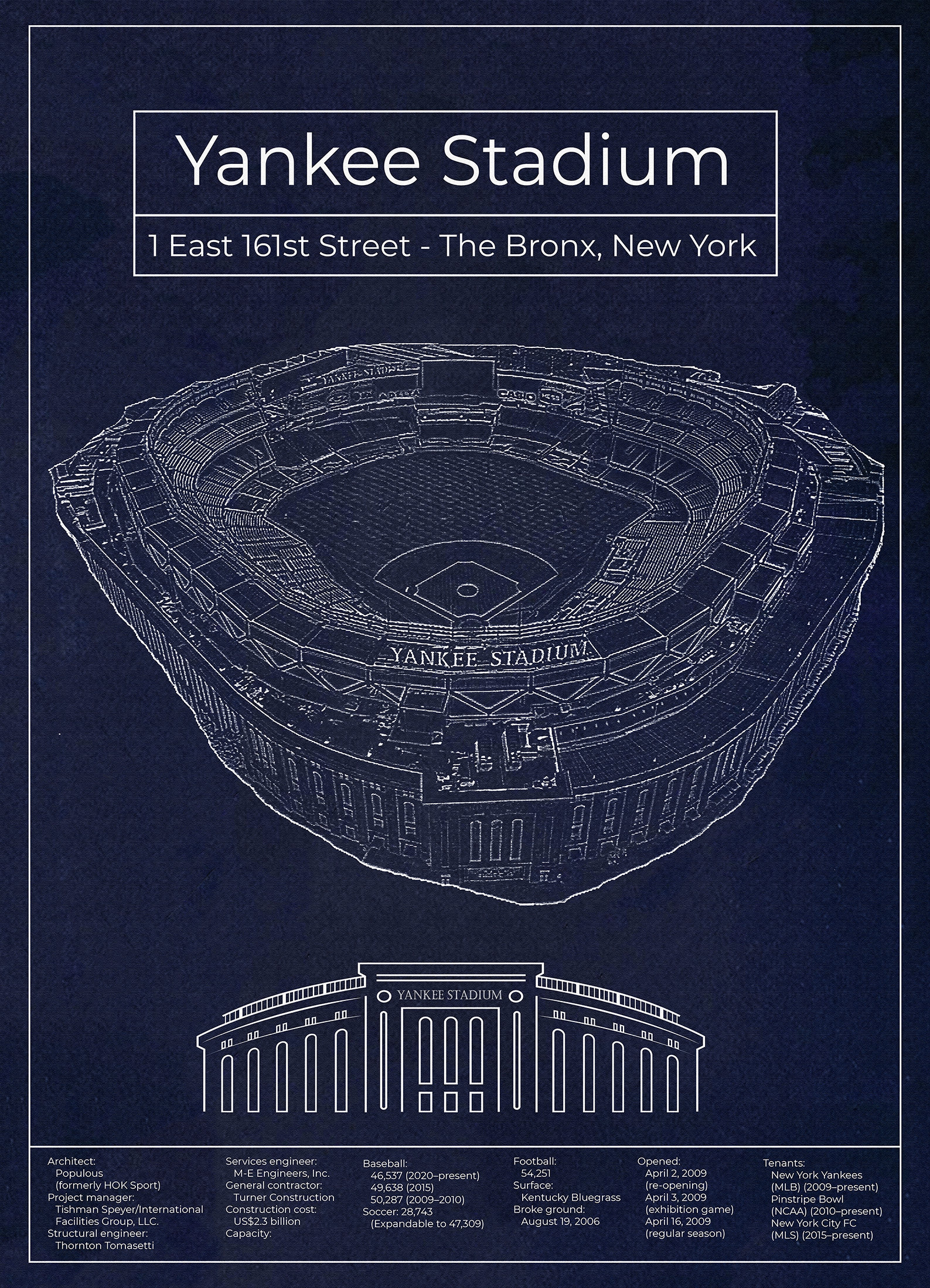 Poster Yankee Stadium - Vertical - Yankees Fans - Baseball - Blueprint ...