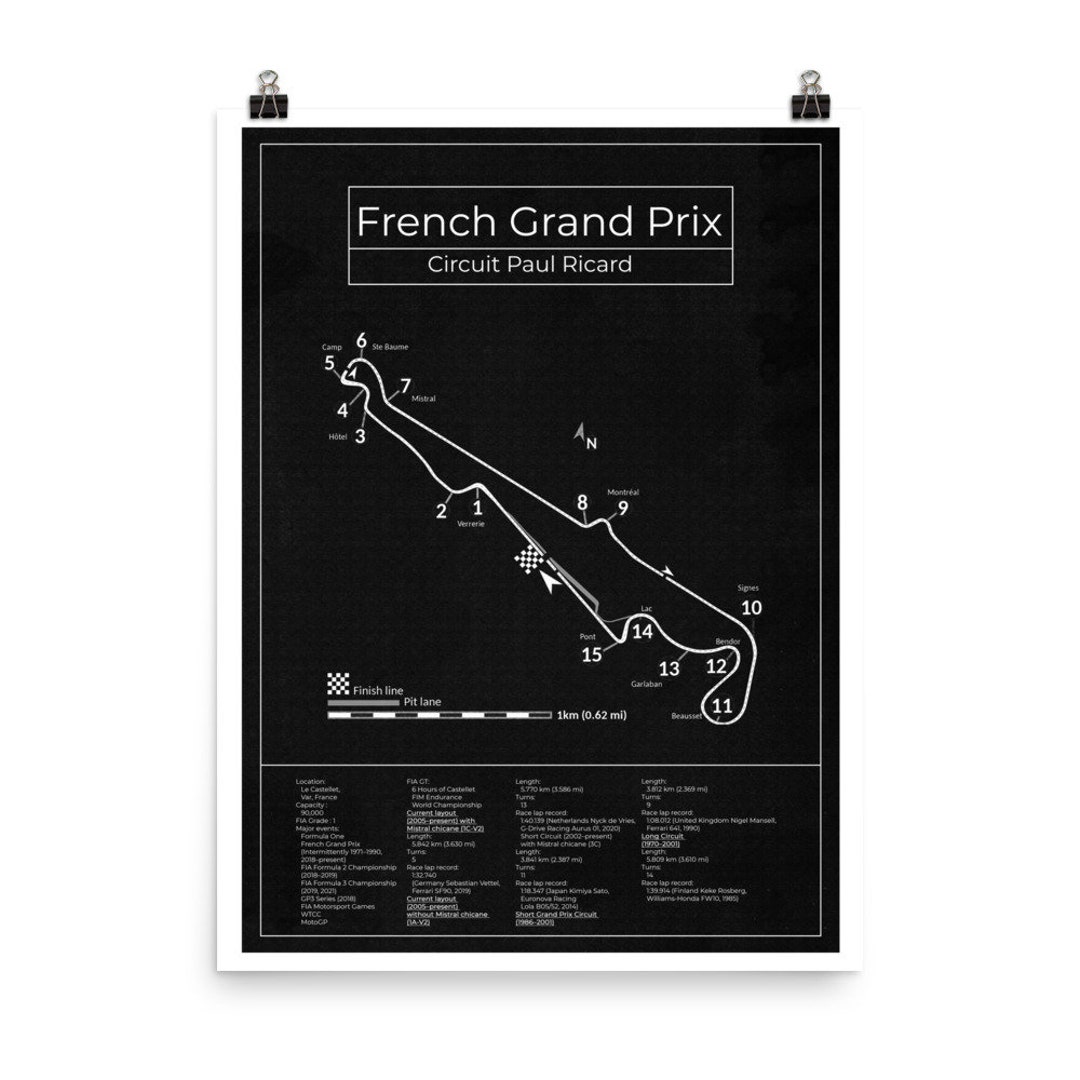 Poster French Grand Prix Blueprint Art Print Black - Etsy