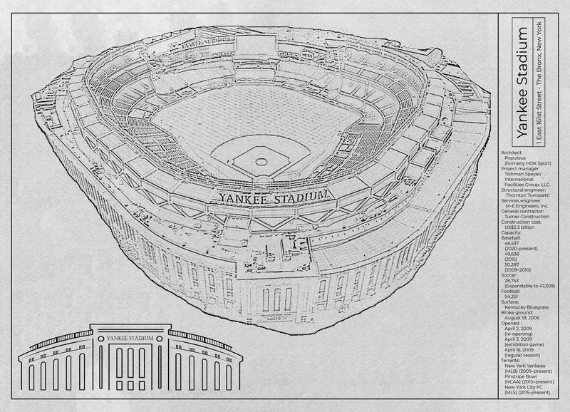 Poster Yankee Stadium Yankees Fans Baseball Blueprint Art - Etsy
