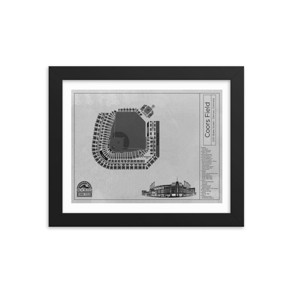 Coors Field Stadium - Baseball Fans - Blueprint Art Print White ...
