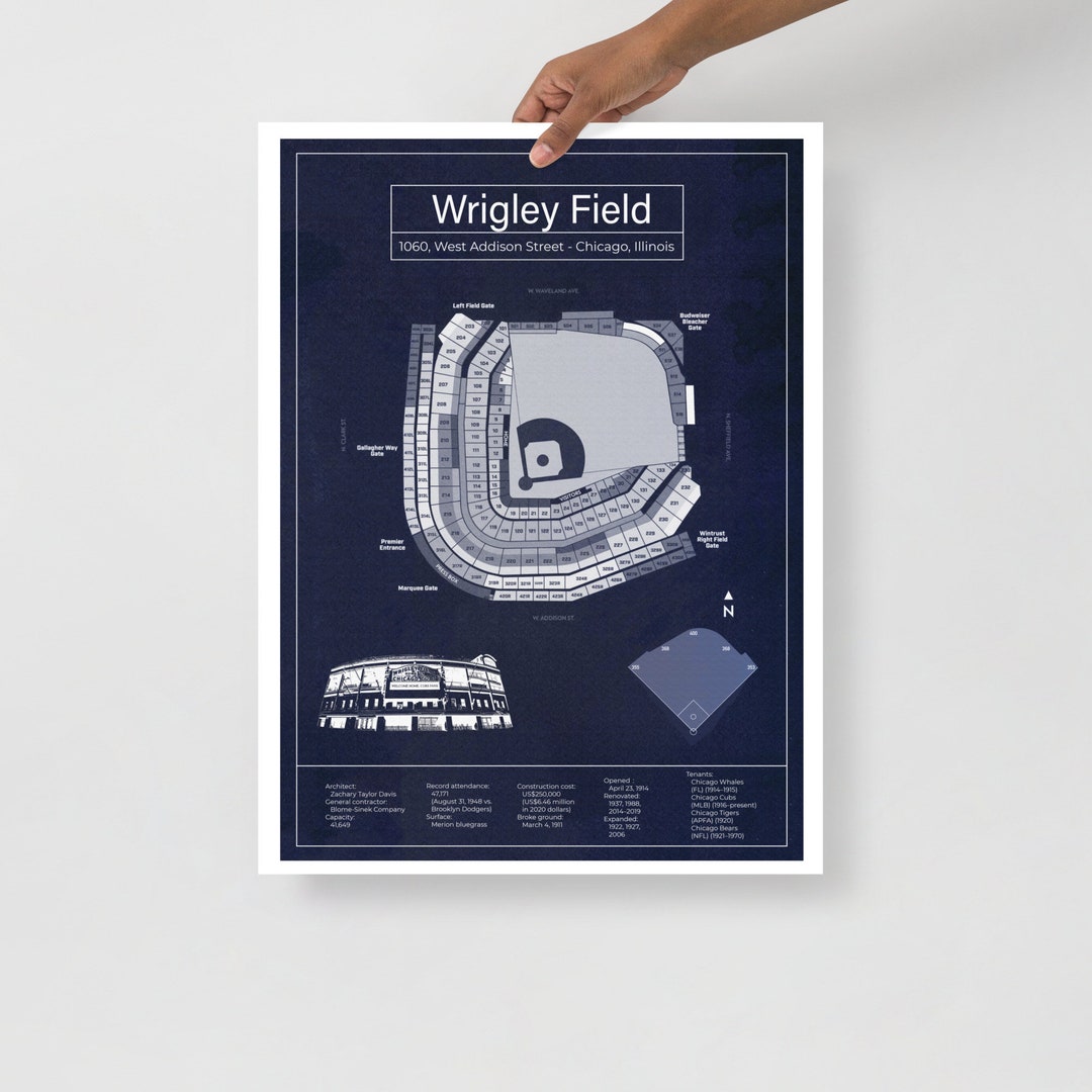 Poster Wrigley Field - Chicago Cubs Fans - Baseball Fans - Blueprint ...
