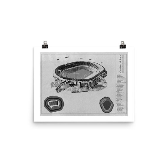 Poster Candlestick Park Blueprint Art Print White - Etsy