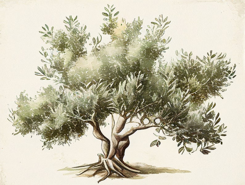 Poster Olive Tree Painting - Vintage Wall Art - Rustic Art - Pastel Art ...