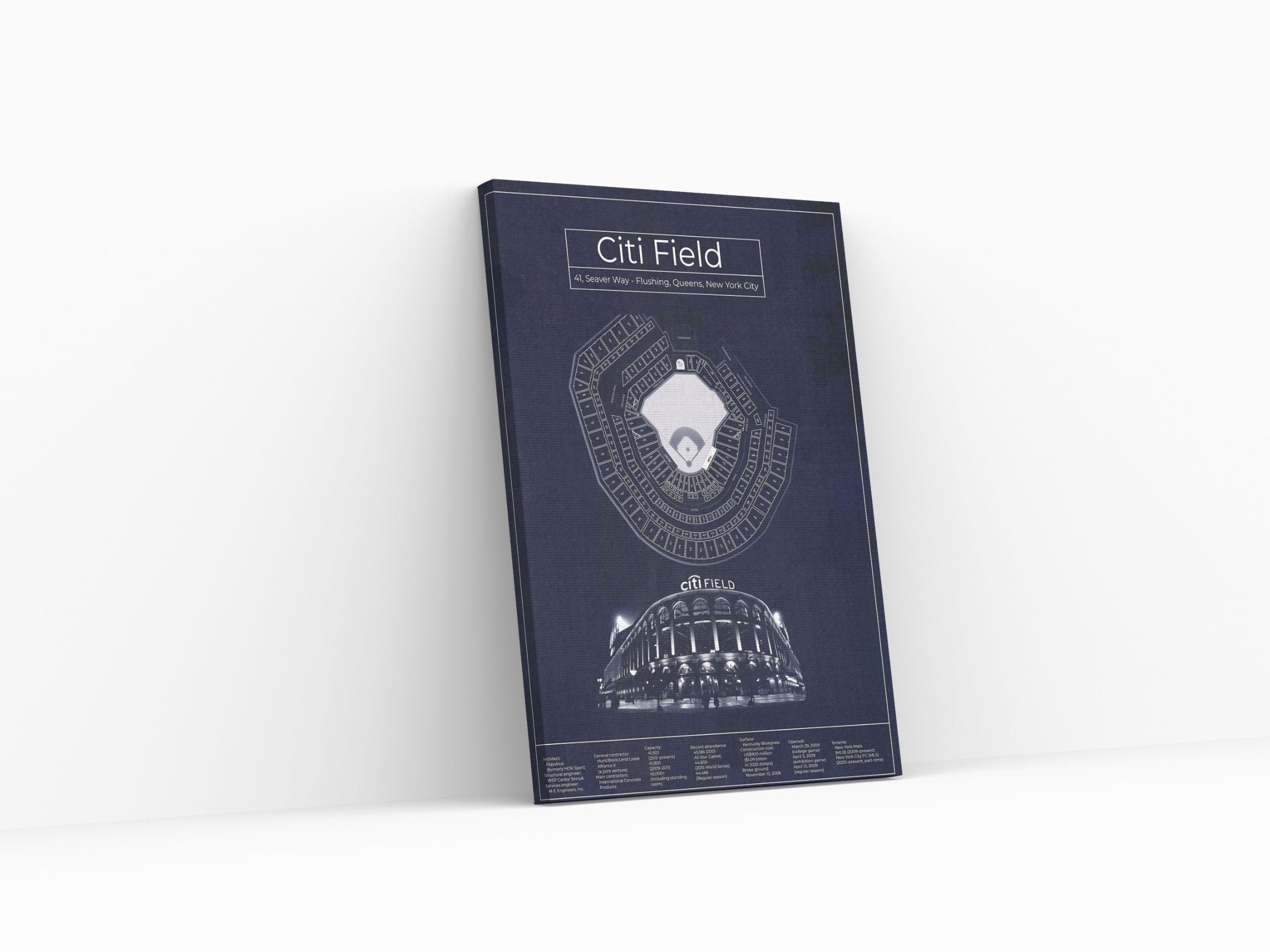 Poster Citi Field, Shea Stadium, New York Mets, Blueprint Art Print ...