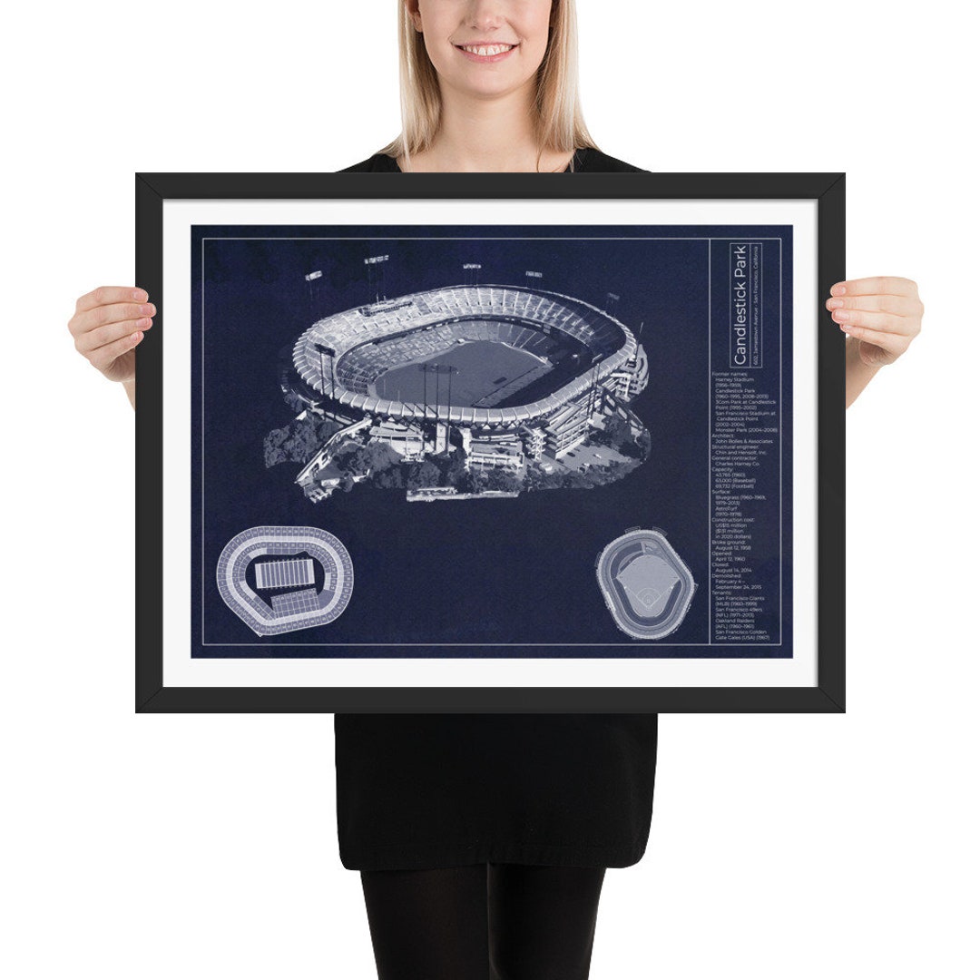 Poster Candlestick Park - Blueprint Art Print - Football, Baseball Fans ...