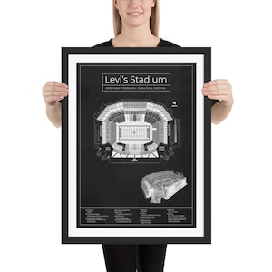 Poster Levi's Stadium, Blueprint Art Print, Black, Vertical, Vintage ...