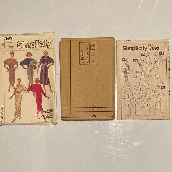 UNCUT 1986 Simplicity 7692 Pattern with Factory Folds Multisized 10-12 ...
