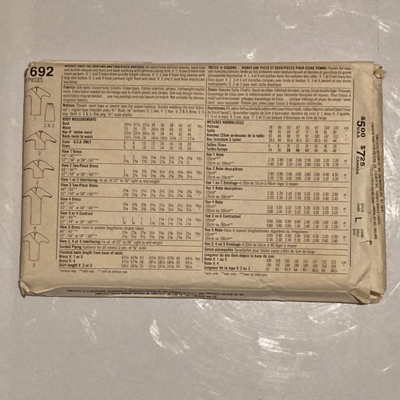 UNCUT 1986 Simplicity 7692 Pattern with Factory Folds Multisized 10-12 ...