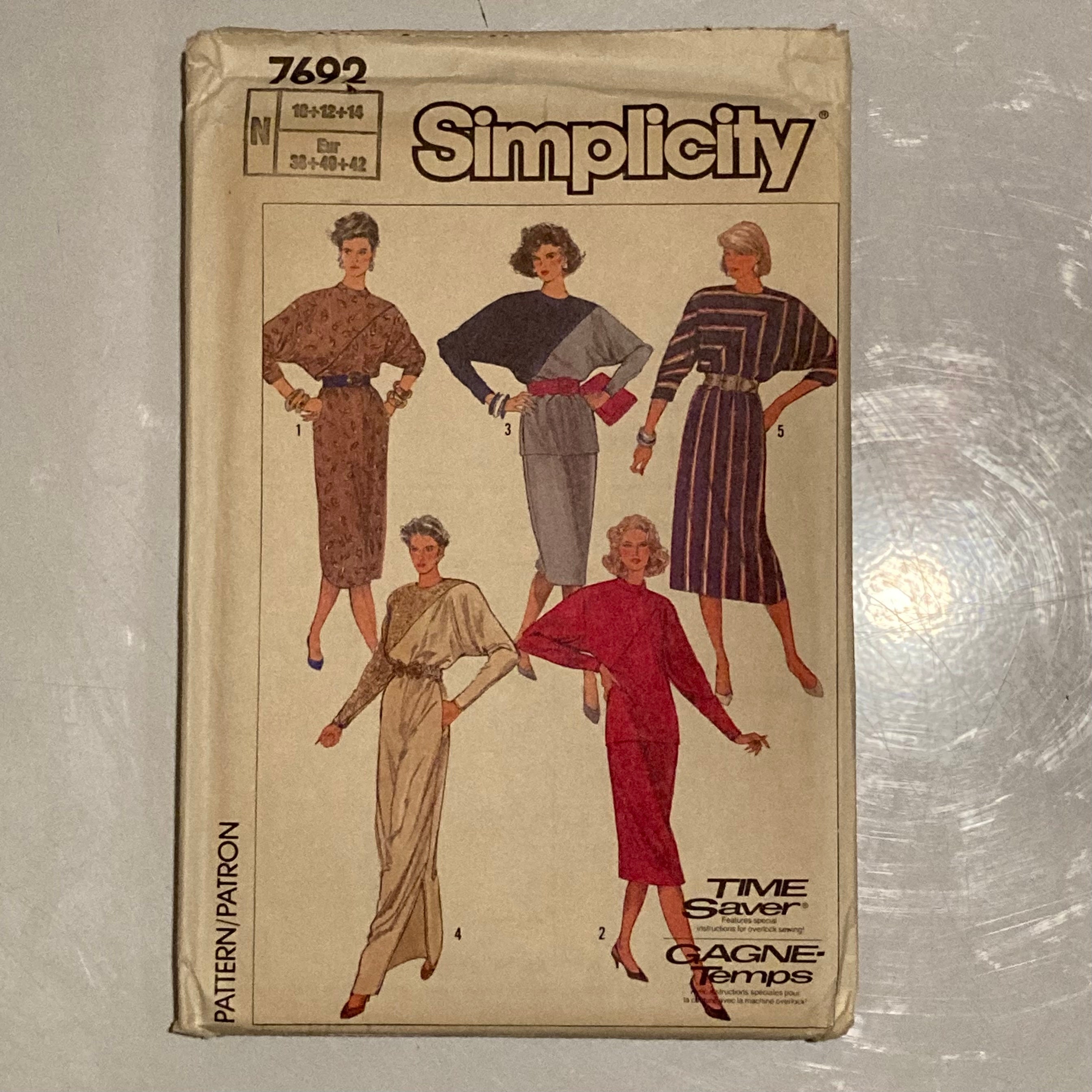 UNCUT 1986 Simplicity 7692 Pattern with Factory Folds Multisized 10-12 ...