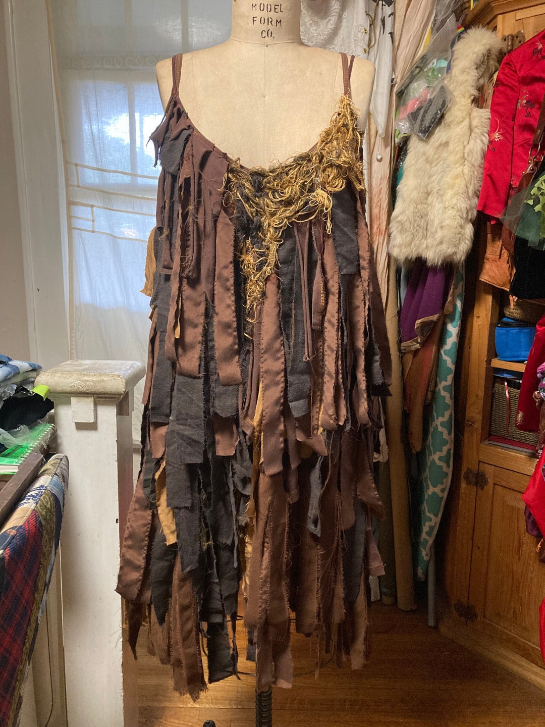 Scrappy Shag Spaghetti Strap Dress. Size L/XL. Adjustable Straps. Shelf ...