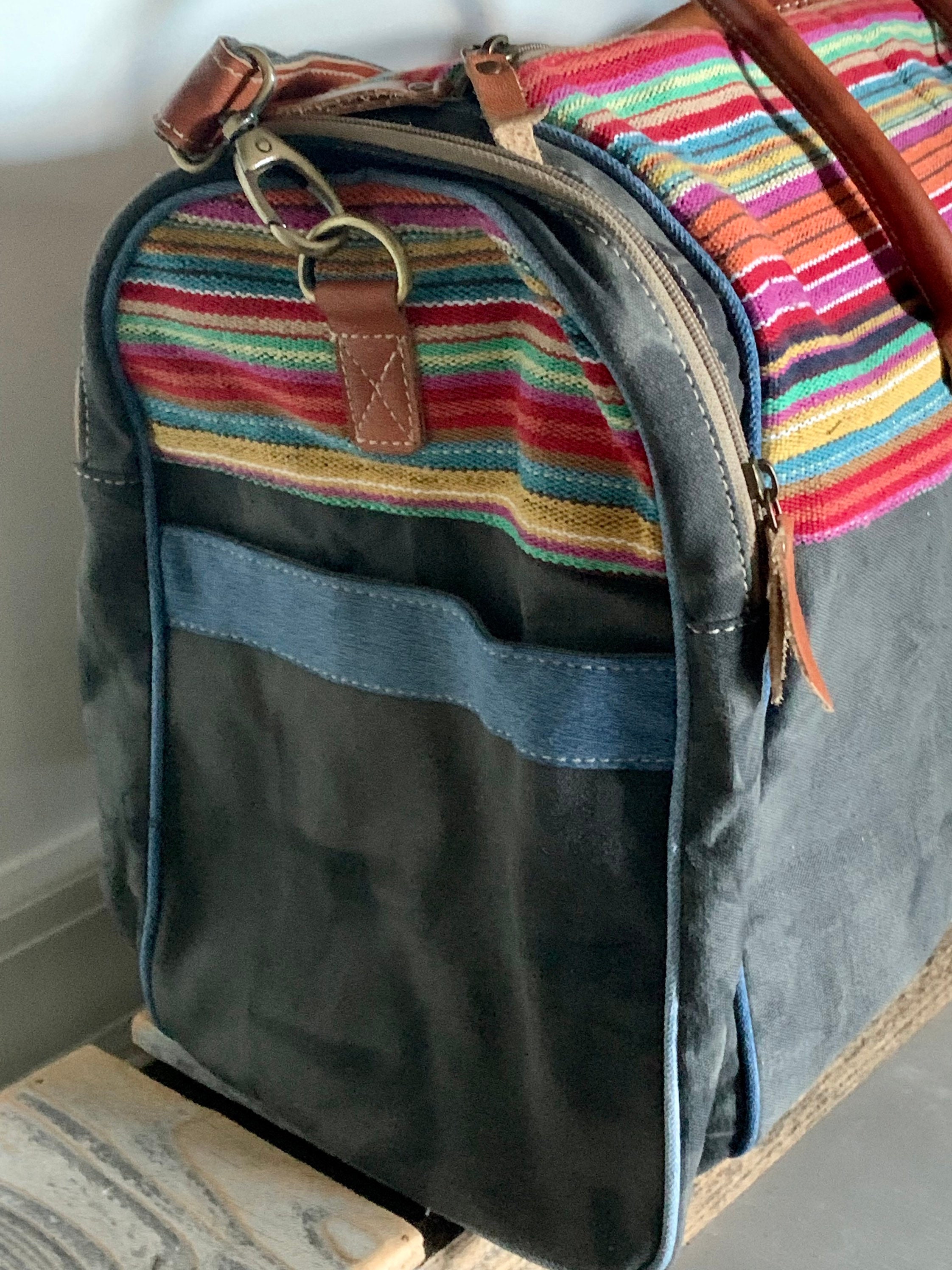 Vintage Upcycled Canvas & Denim Color Block Duffle Bag/luggage XL - Etsy