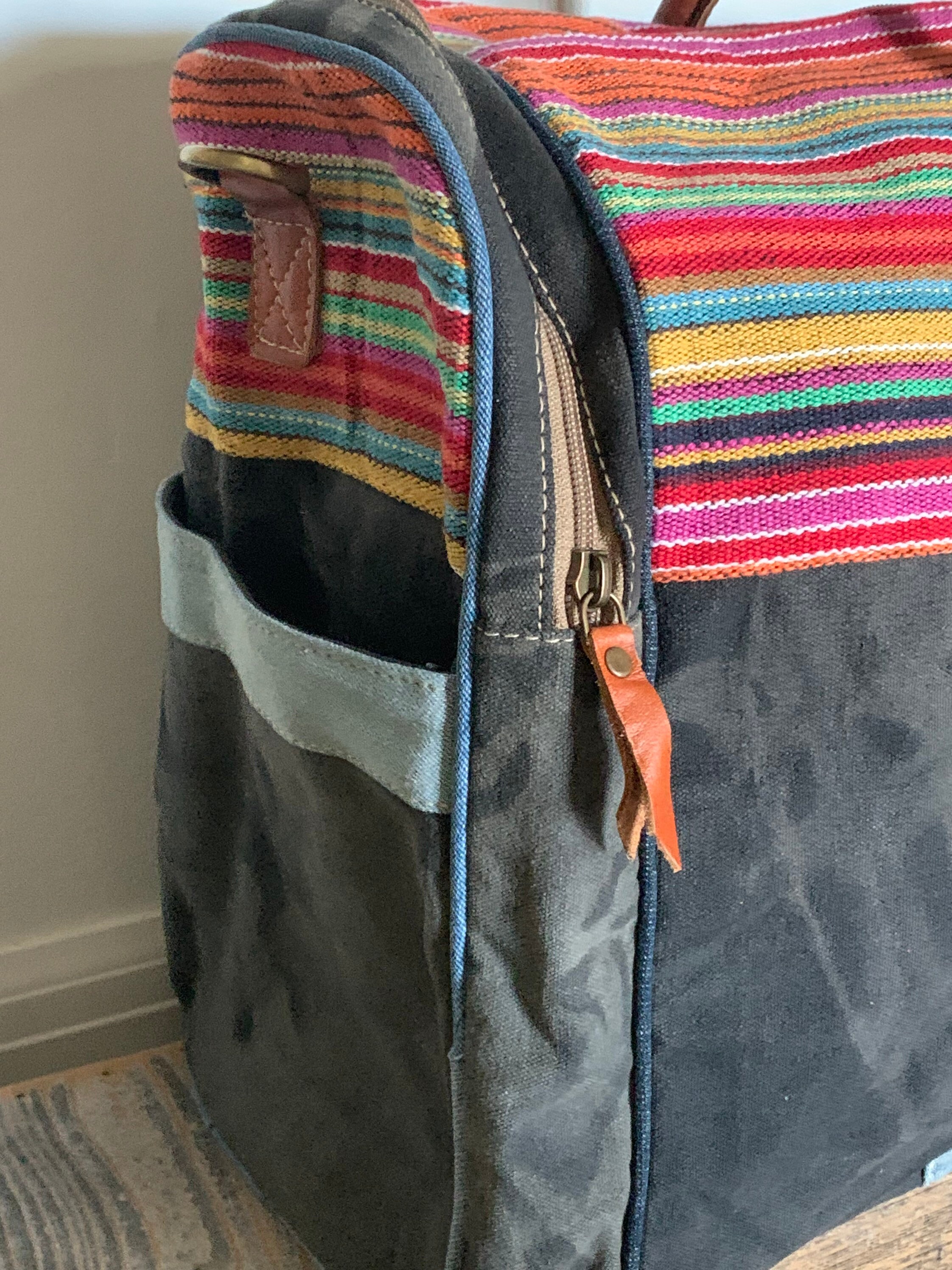 Vintage Upcycled Canvas & Denim Color Block Duffle Bag/luggage XL - Etsy
