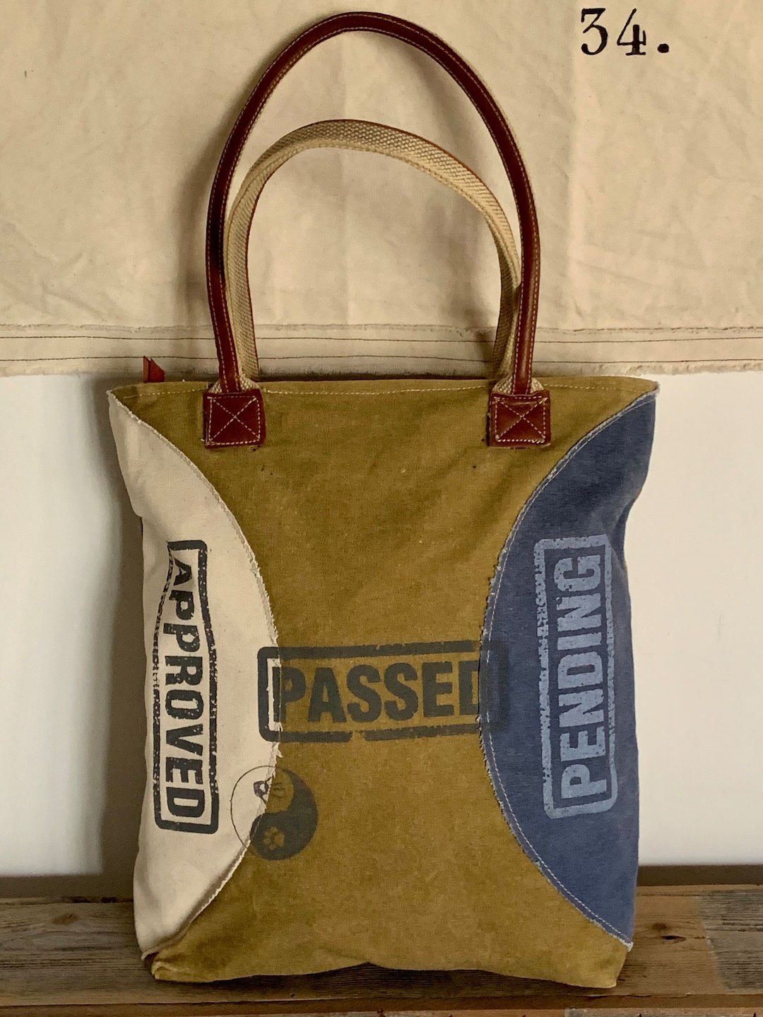 Vintage Military Upcycled Canvas & Leather Approved Tote Handbag - Etsy
