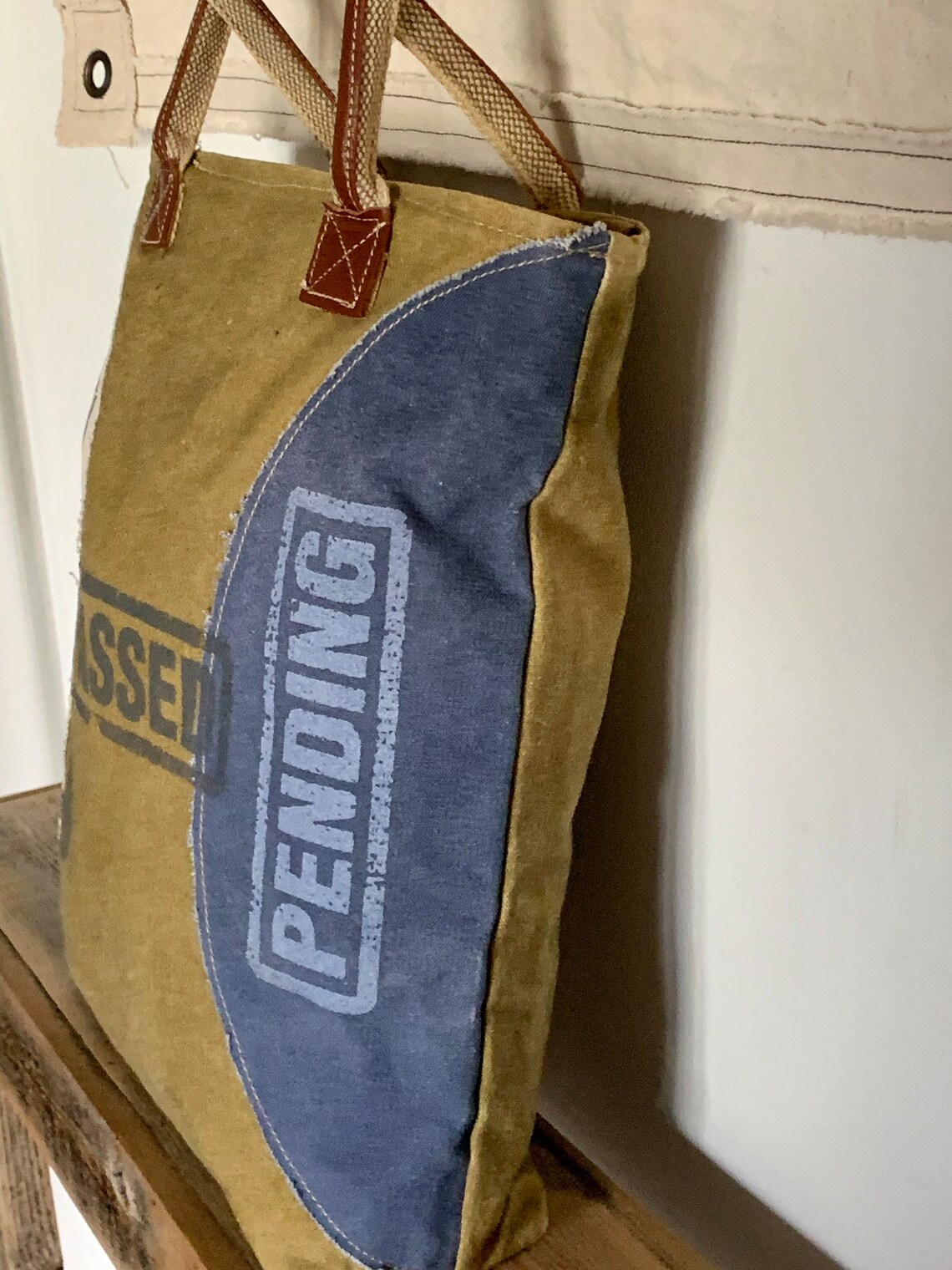 Vintage Military Upcycled Canvas & Leather Approved Tote Handbag - Etsy