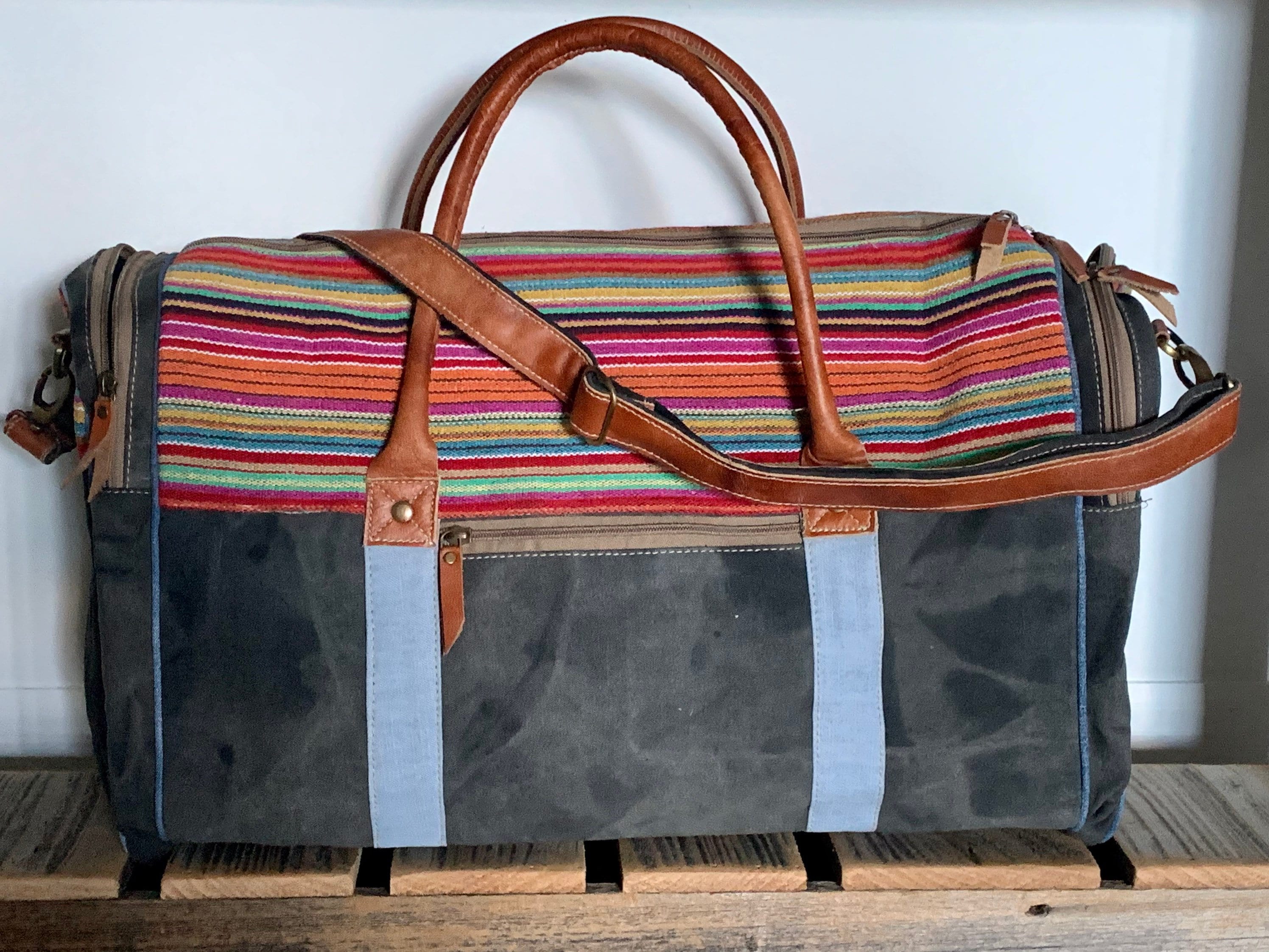 Vintage Upcycled Canvas & Denim Color Block Duffle Bag/luggage XL - Etsy