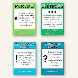 Punctuation Posters (set of 12), Elementary, Middle School, ELA ...